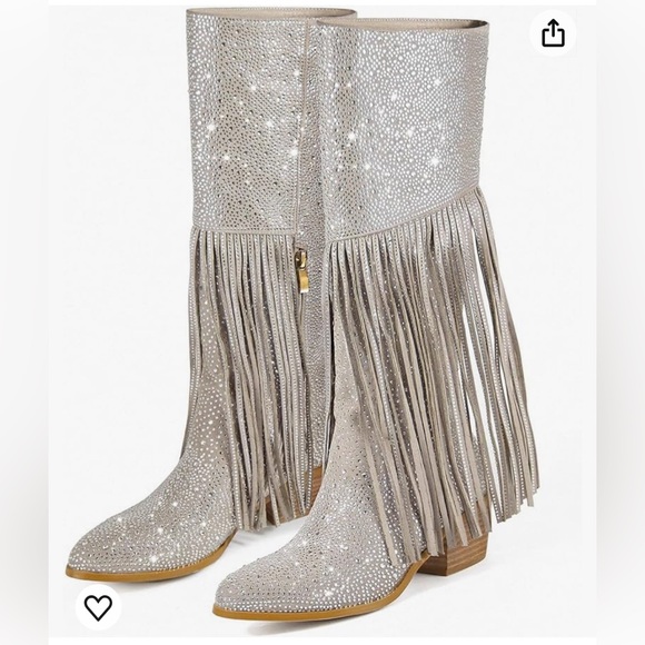 Amazon | Shoes | Tassel Sparkle Cowgirl Western Boots Stacked Block ...